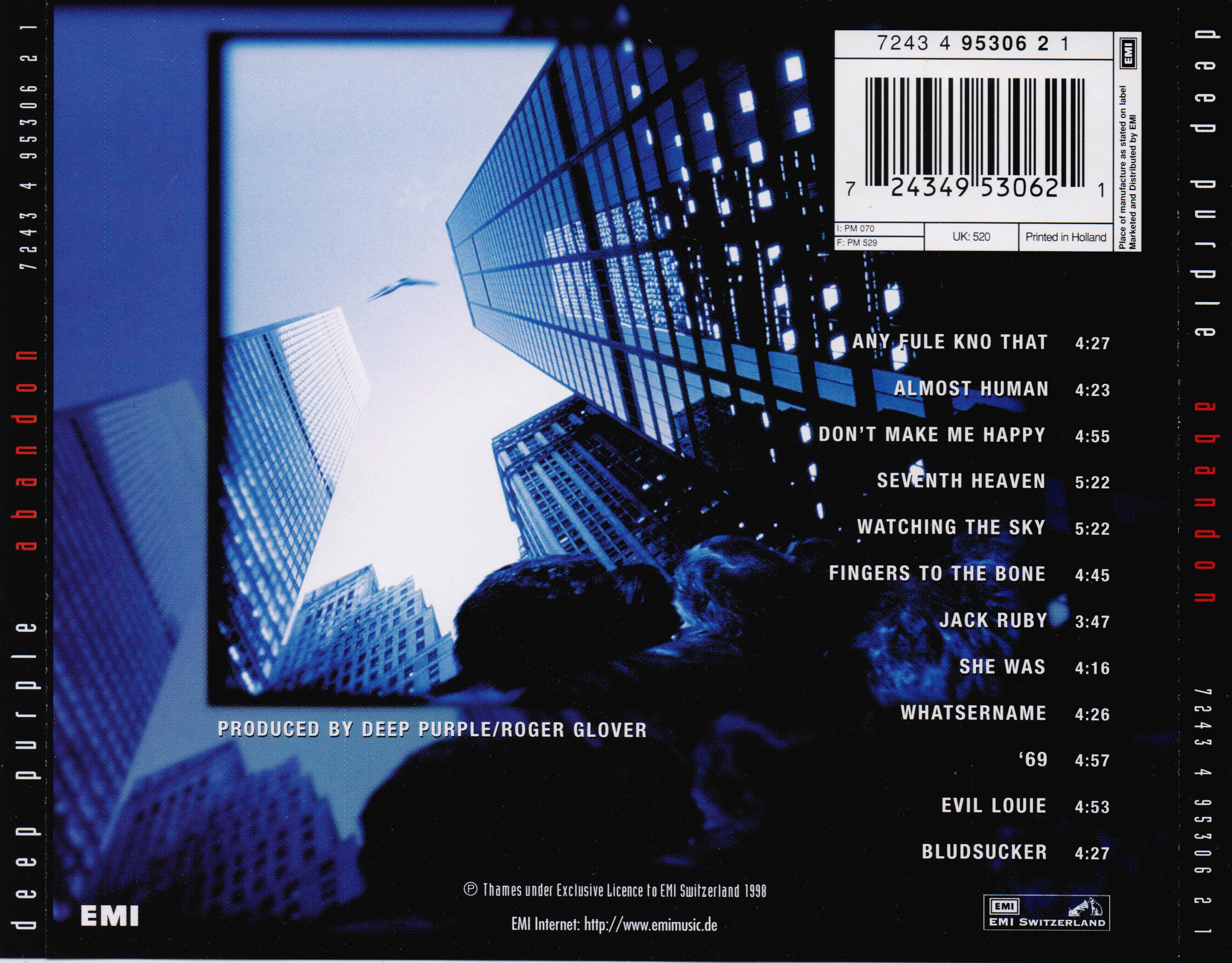 Deep Purple Abandon : Back NL | CD Covers | Cover Century | Over 1.000. ...